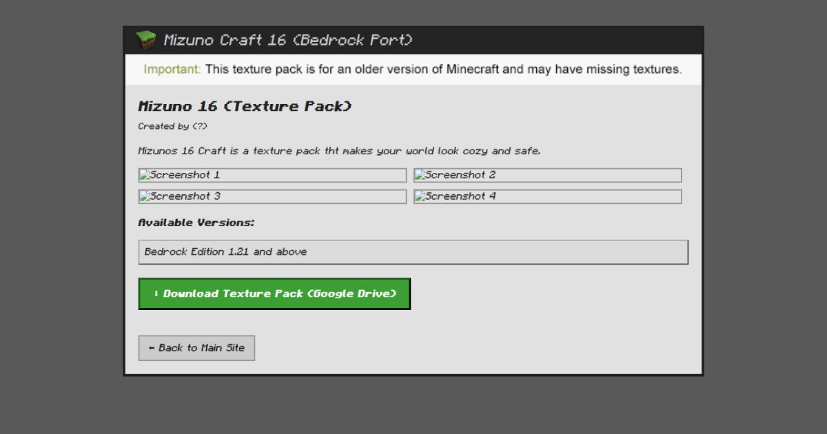 Mizuno's 16 Craft for Bedrock - Mods For Minecraft!