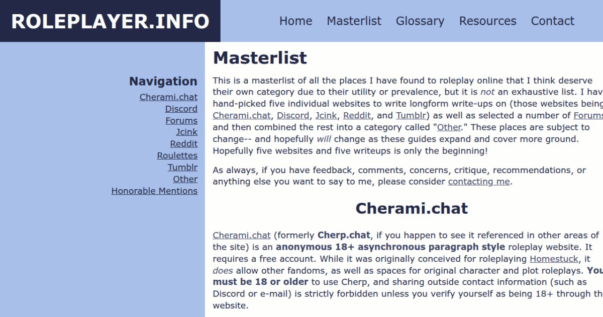 Masterlist | ROLEPLAYER.INFO