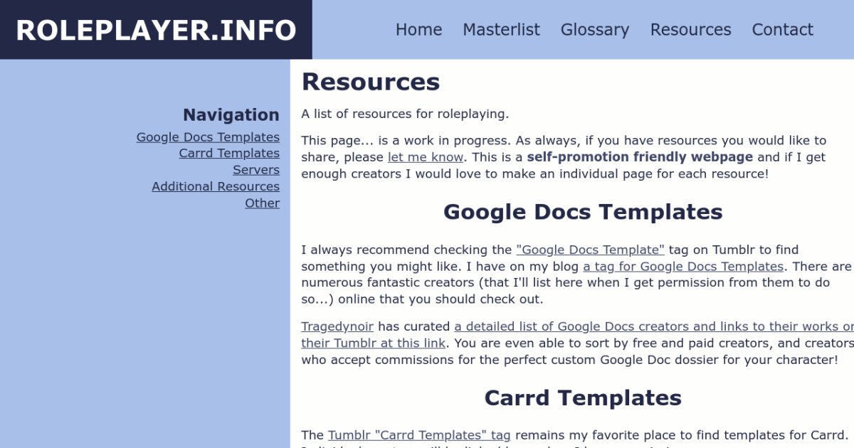 Resources | ROLEPLAYER.INFO