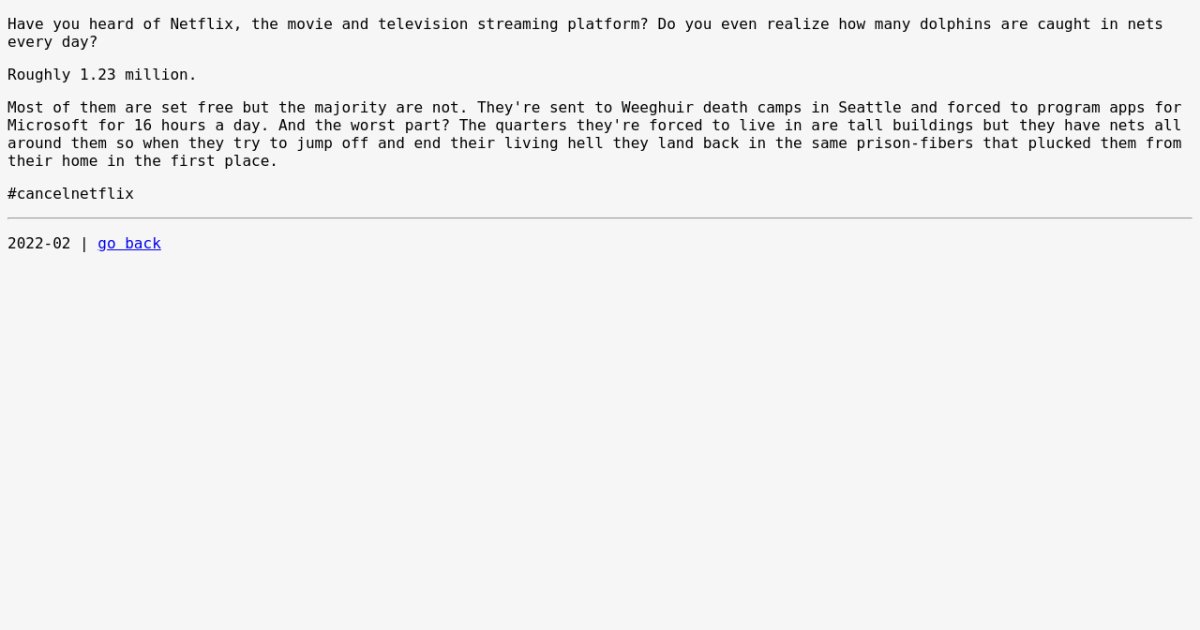 netflix dolphin copypasta