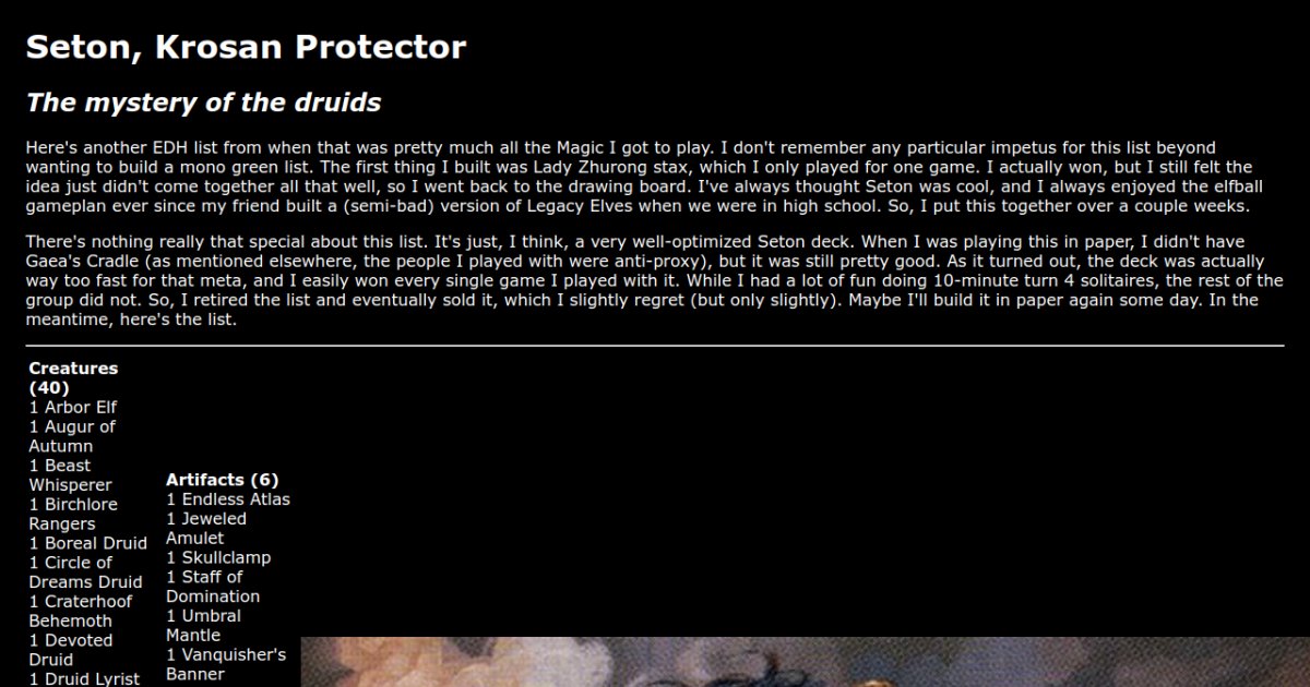 Seton, Krosan Protector