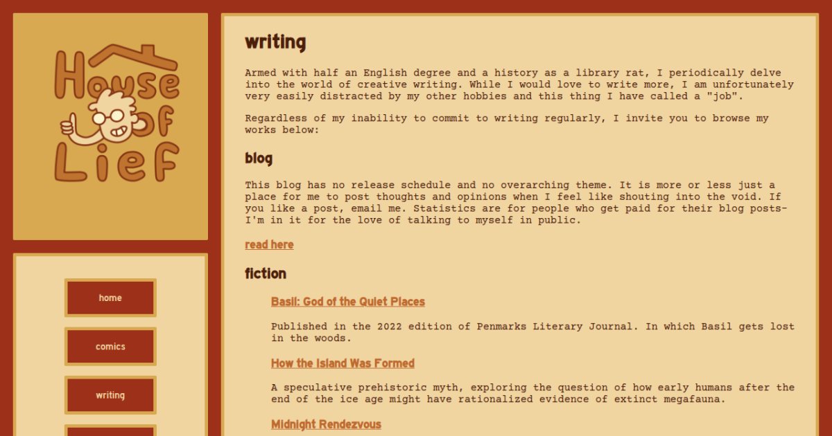 House of Lief: Writing