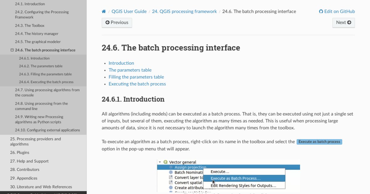 24.6. The batch processing interface — QGIS Documentation documentation