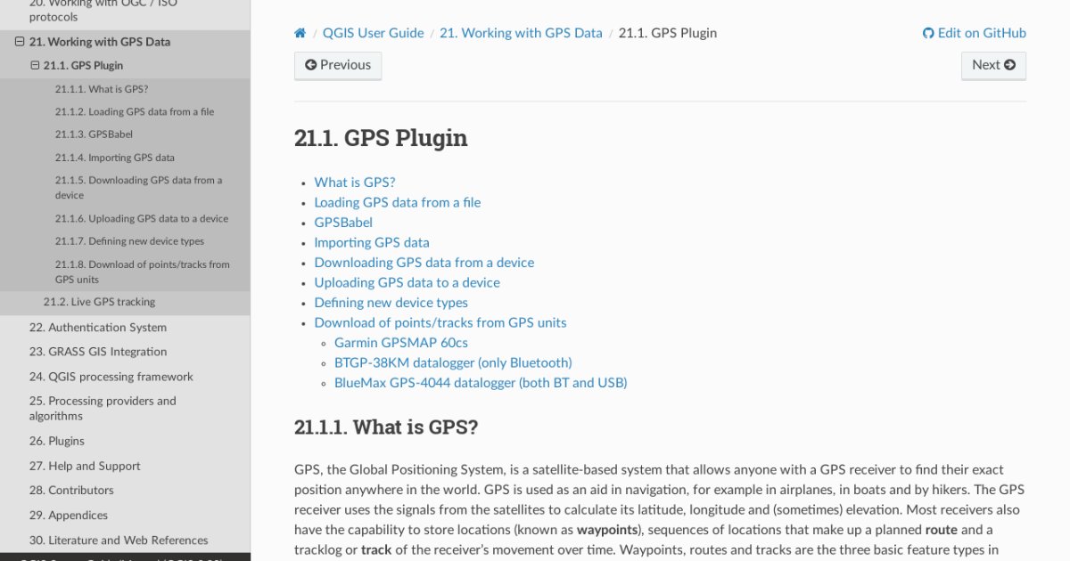 21 1 Gps Plugin — Qgis Documentation Documentation