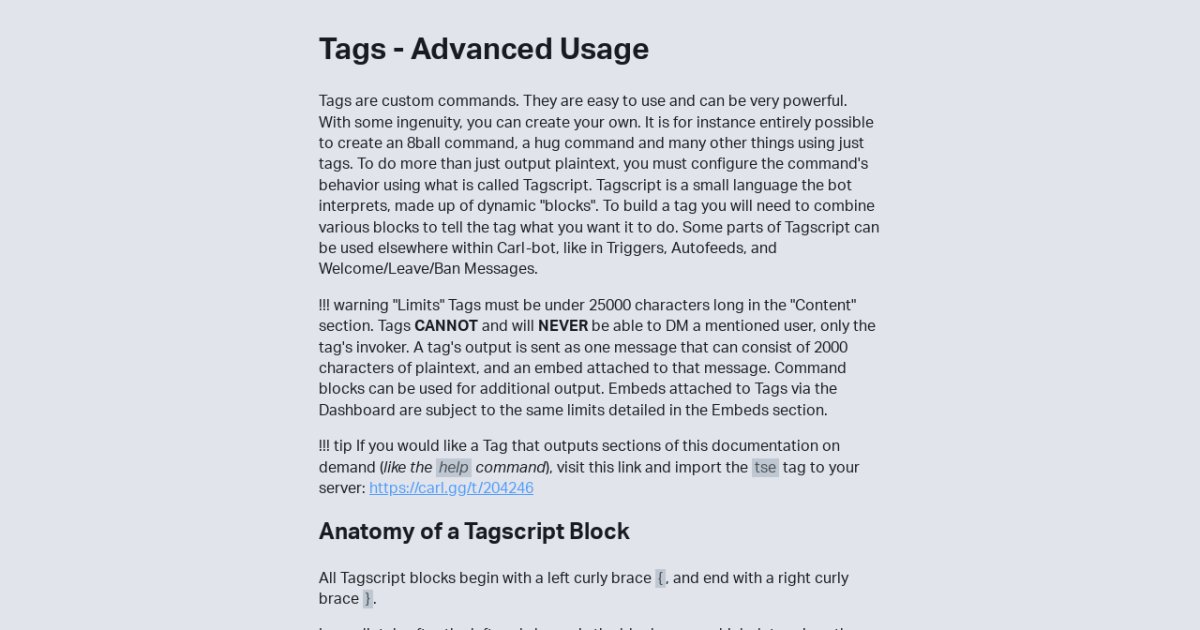 Tags - Advanced Usage