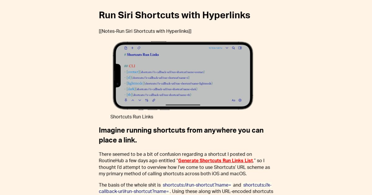 Run Siri Shortcuts with Hyperlinks