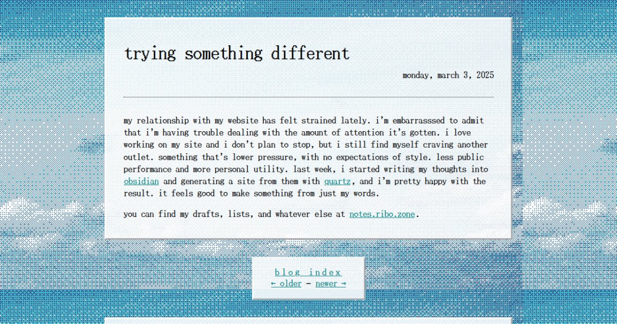 trying something different