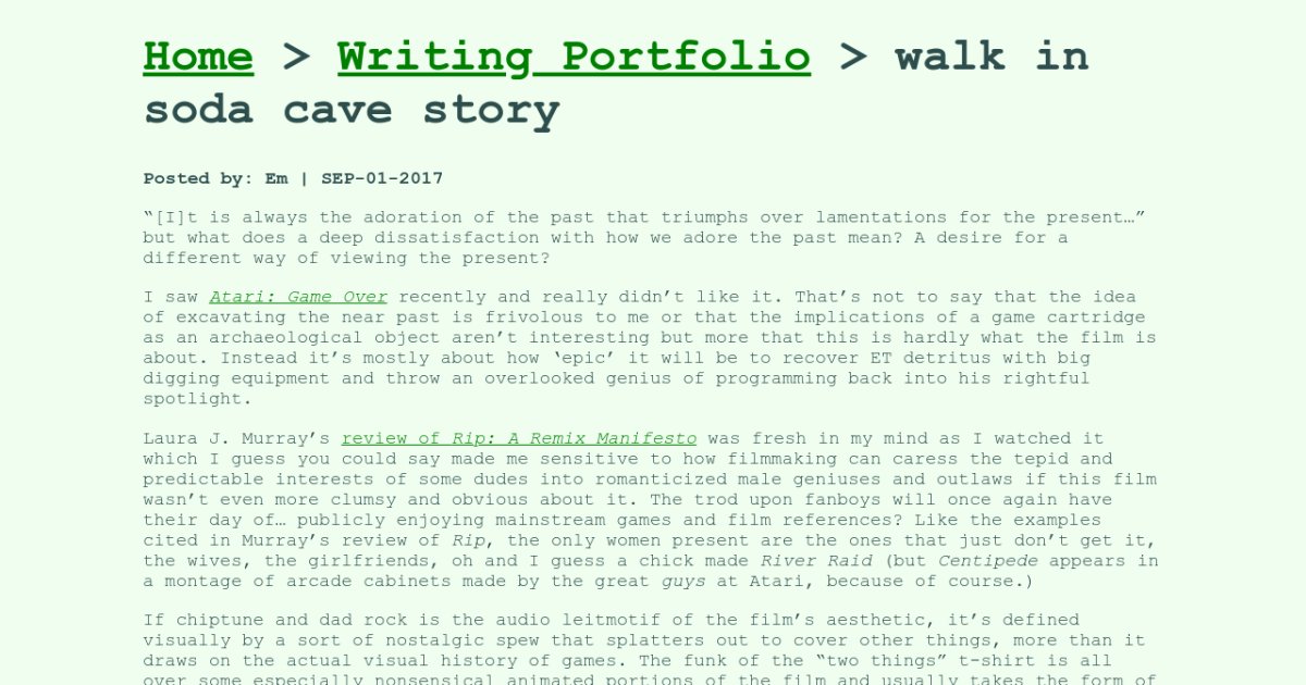 walk in soda cave story - Em Reed