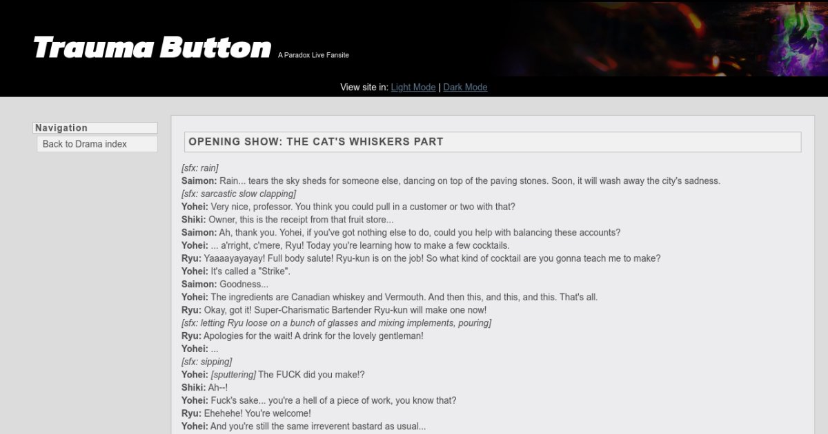 Trauma Button - Drama Translations - Opening Show Part TCW