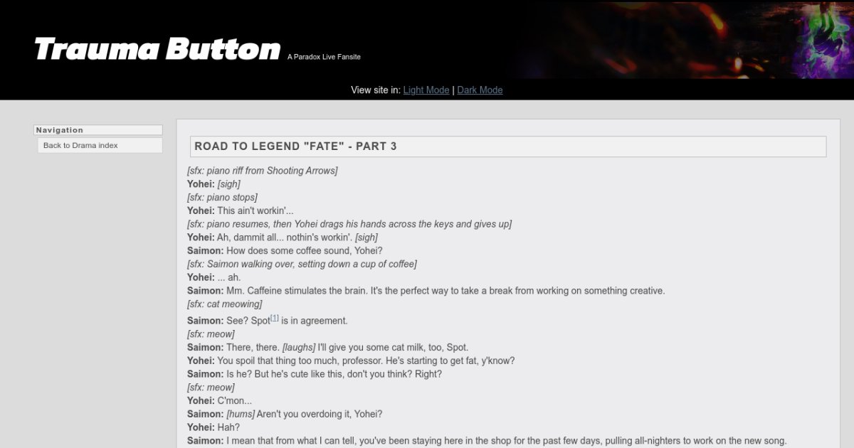 Trauma Button - Drama Translations - Stage Battle "FATE" Part 3