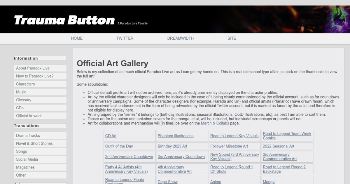 Trauma Button - Official Art Gallery