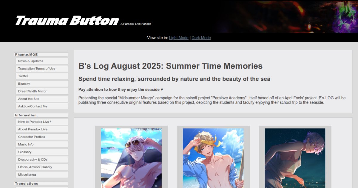 Trauma Button - B's Log August 2025