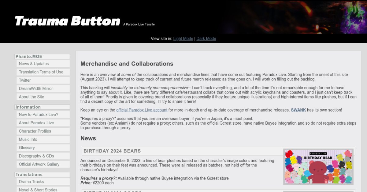 Trauma Button - Merch & Collabs