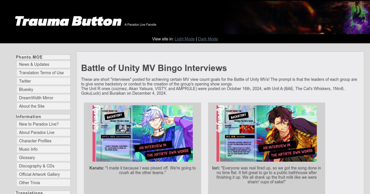 Trauma Button - BoU Bingo Interviews