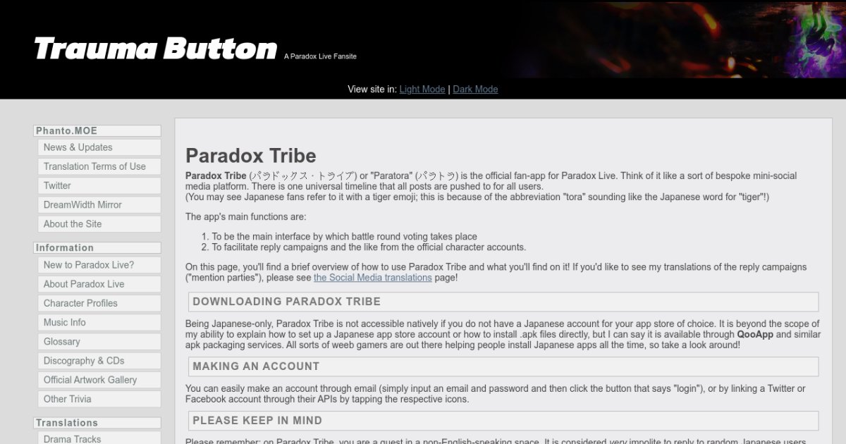 Trauma Button - Paradox Tribe