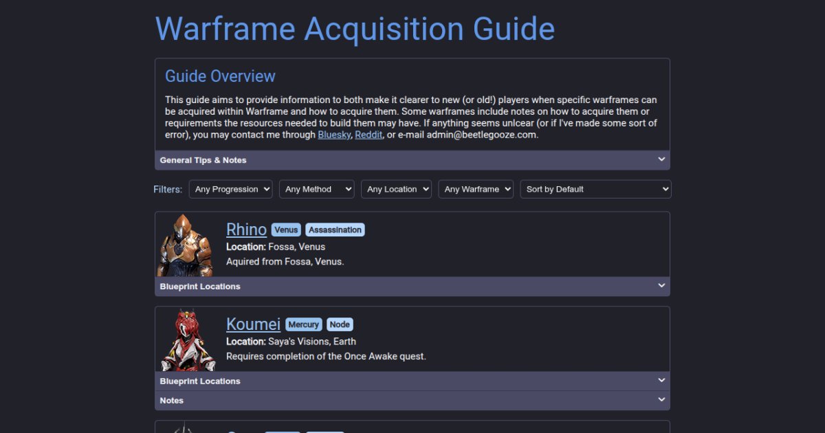 Warframe Aquisition Guide