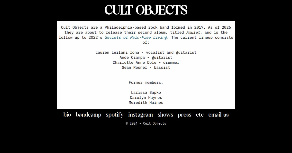 cult objects bio
