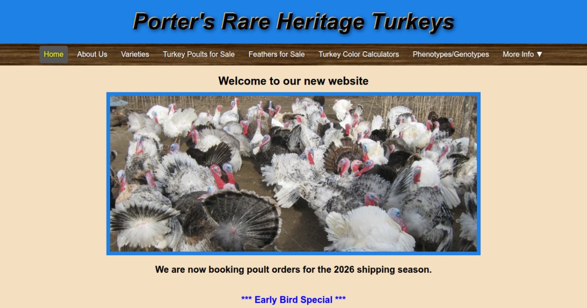 Home - Porter's Rare Heritage Turkeys