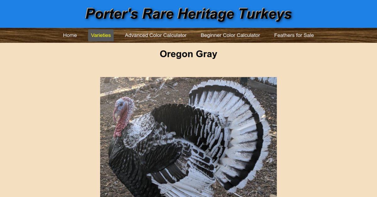 Oregon Gray - Porter's Rare Heritage Turkeys