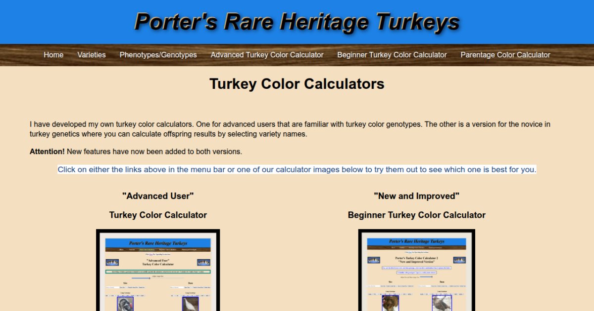 Turkey Color Calculators - Porter's Rare Heritage Turkeys
