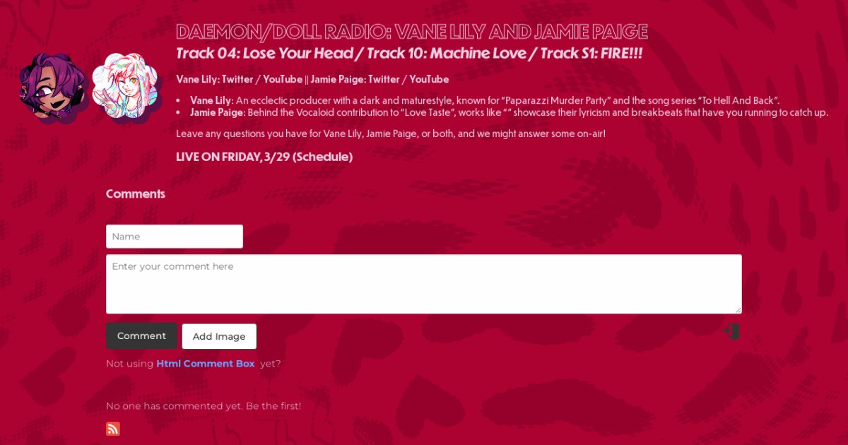 DAEMON/DOLL RADIO: Vane Lily and Jamie Paige