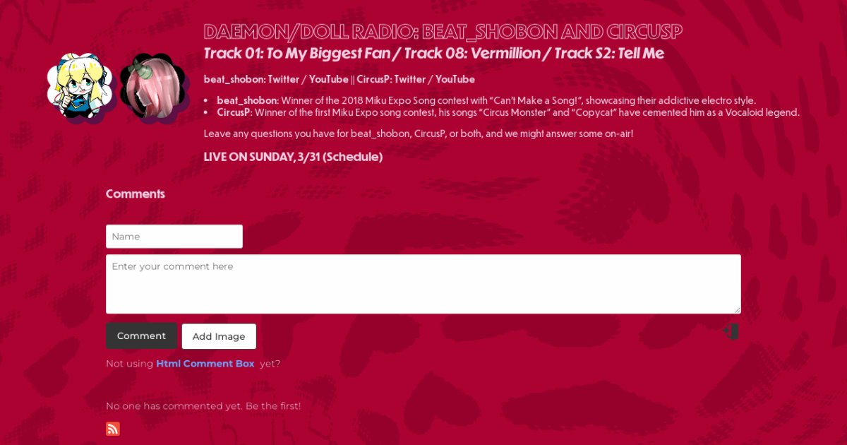 DAEMON/DOLL RADIO: CircusP/beat_shobon