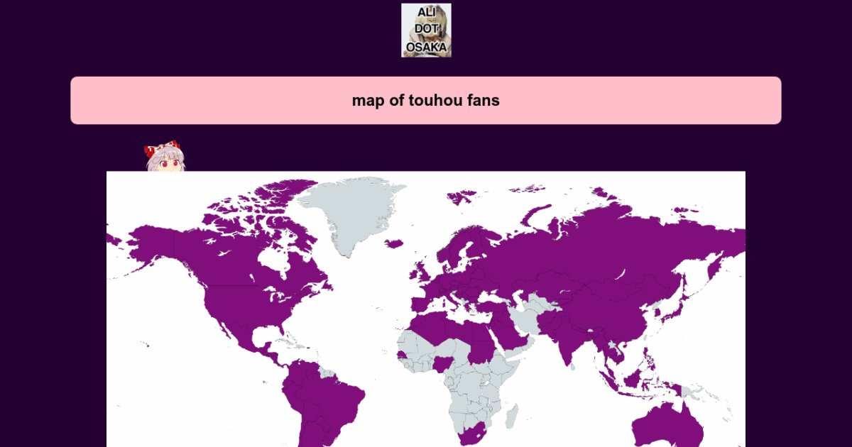 map of touhou fans
