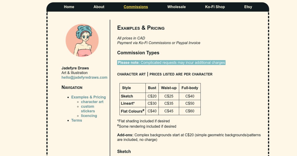 Jadefyre Draws | Commission Information