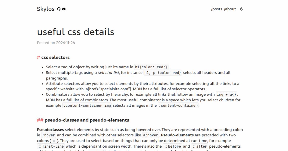 useful css details