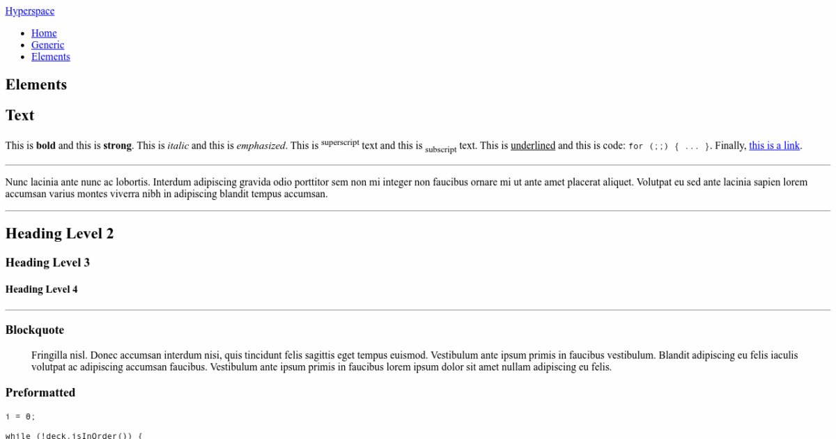 Elements - Hyperspace by HTML5 UP