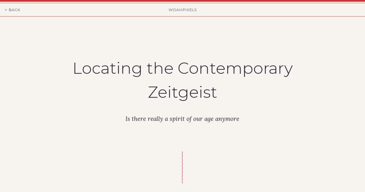 Locating the Contemporary Zeitgeist