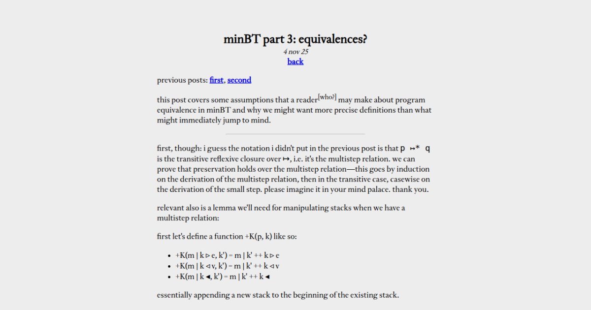 minBT part 3: equivalences? | less erroneous whale blog