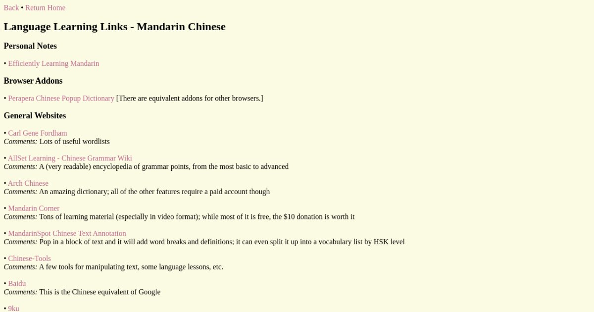 Let's Learn Together - Language Learning Links: Mandarin Chinese