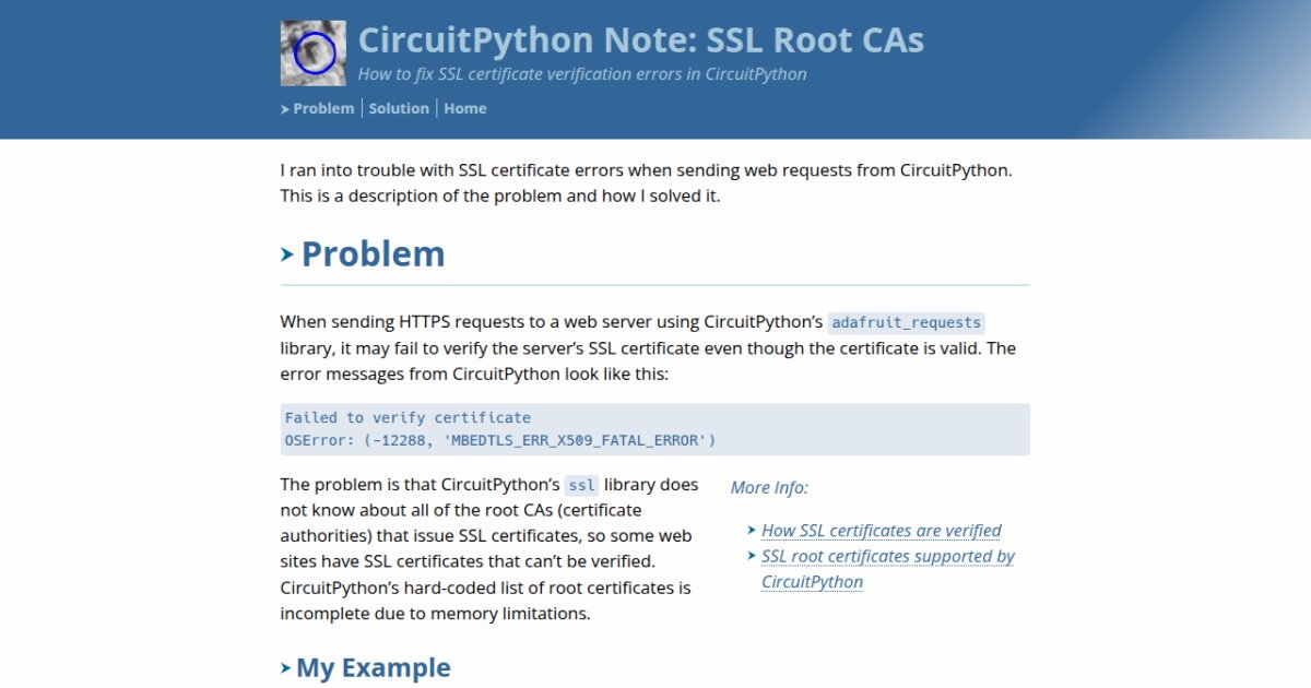 CircuitPython Note: SSL Root CAs - Len’s Stuff
