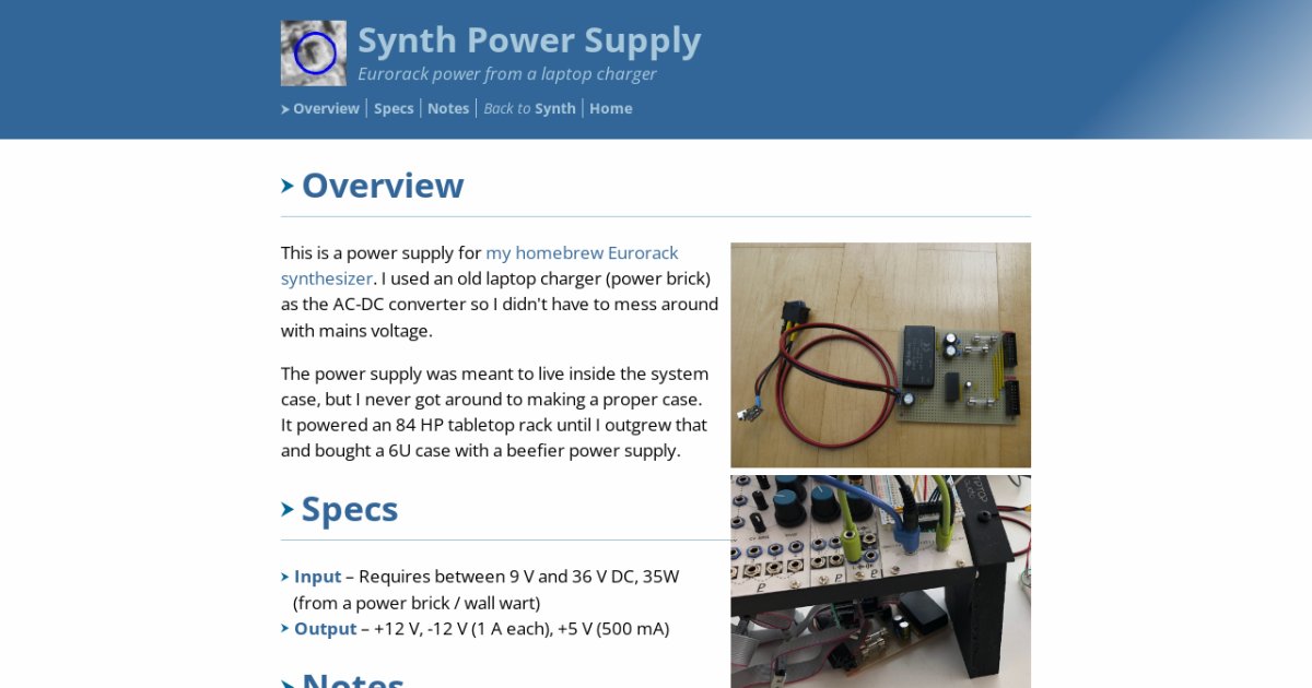 Synth Power Supply - Len’s Stuff