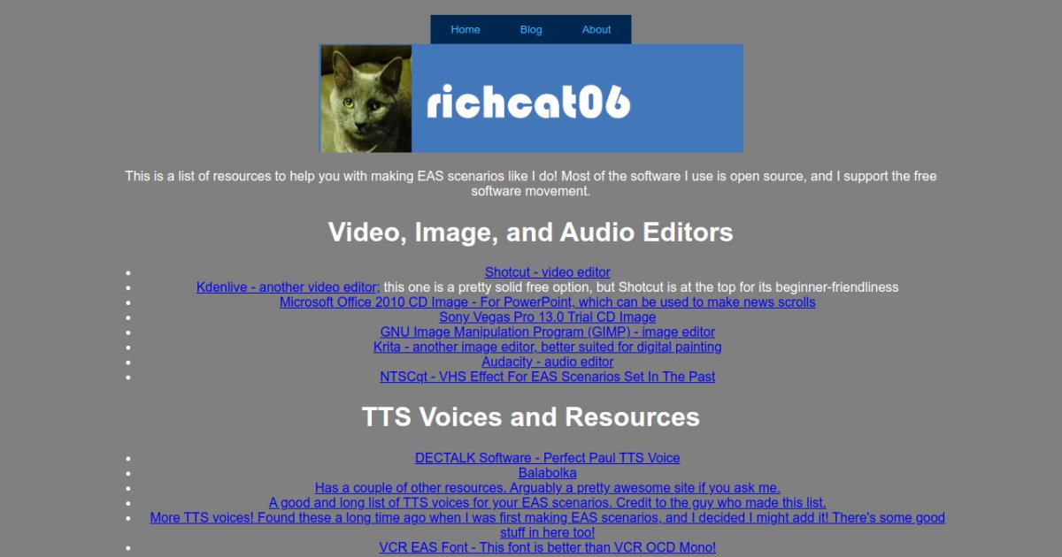 RICHCAT06: EAS SCENARIO MAKING RESOURCES