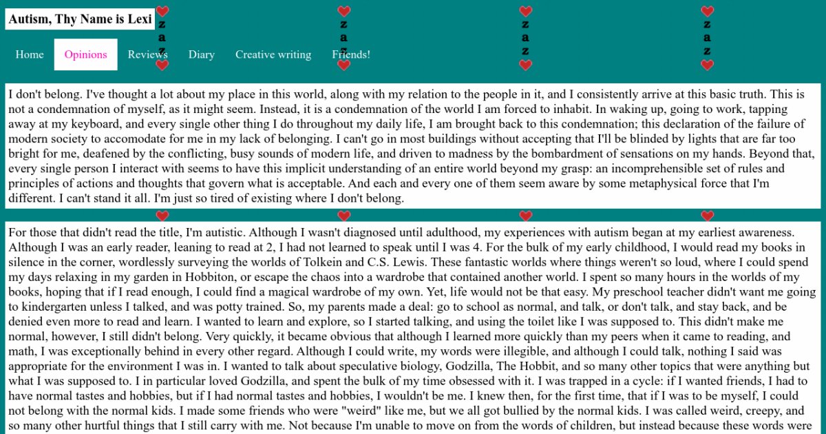 Autism, Thy name is Lexi