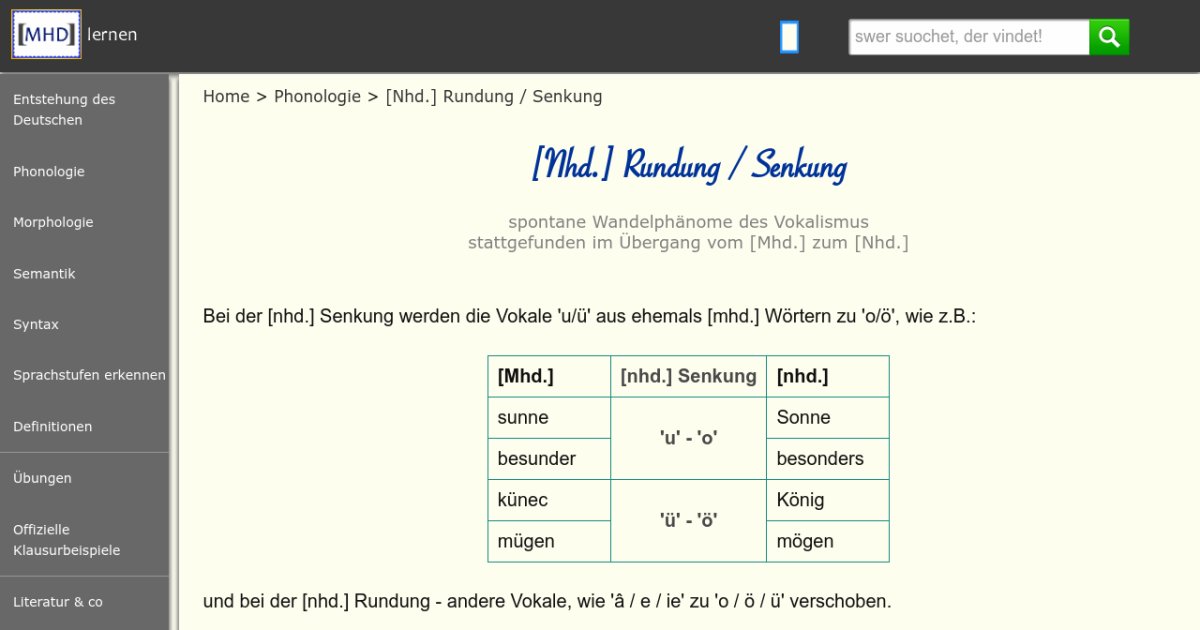 [Nhd.] Rundung und Senkung | [MHD]-lernen