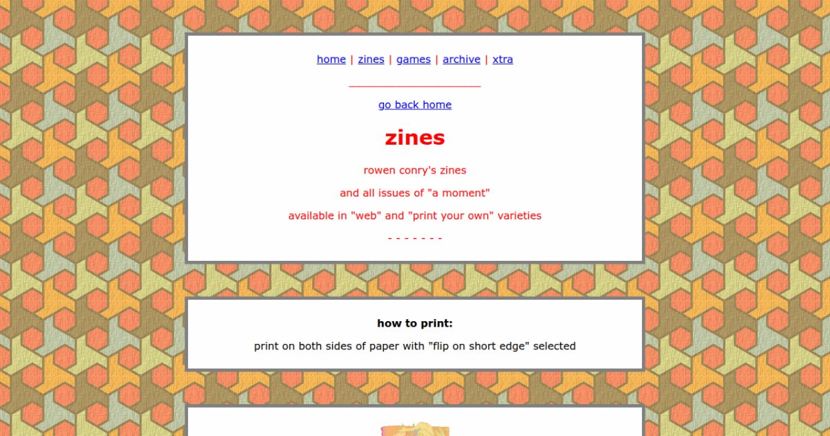 rowen conry web page - zines
