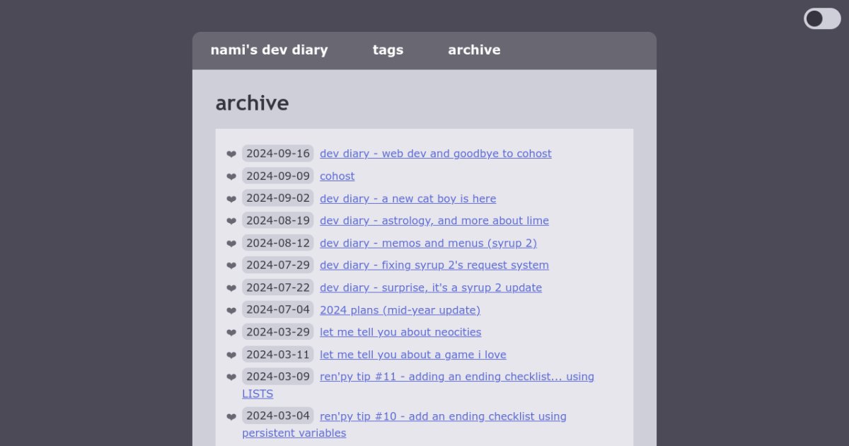 nami's dev diary - archive