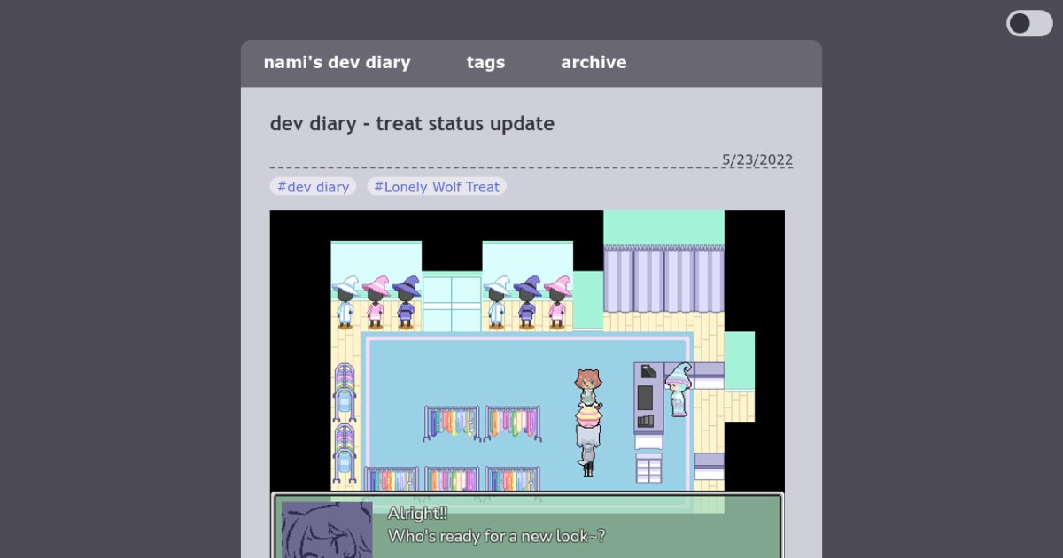 dev diary - treat status update | nami's dev diary