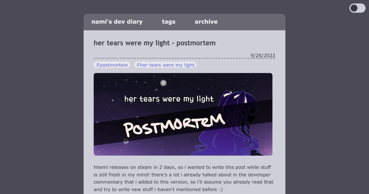 her tears were my light - postmortem | nami's dev diary