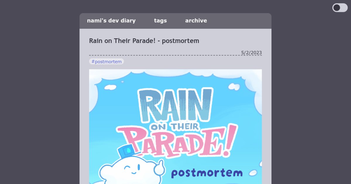 Rain on Their Parade! - postmortem | nami's dev diary