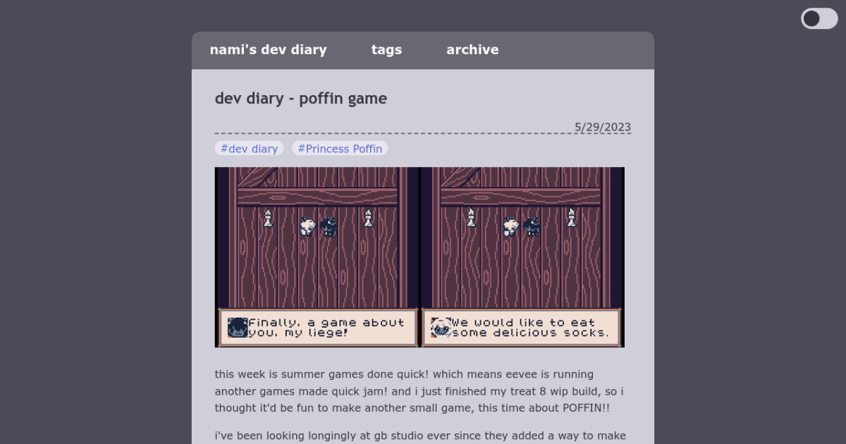 dev diary - poffin game | nami's dev diary