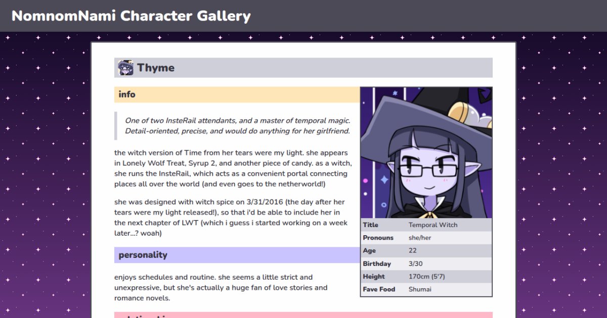 Thyme | NomnomNami Character Gallery