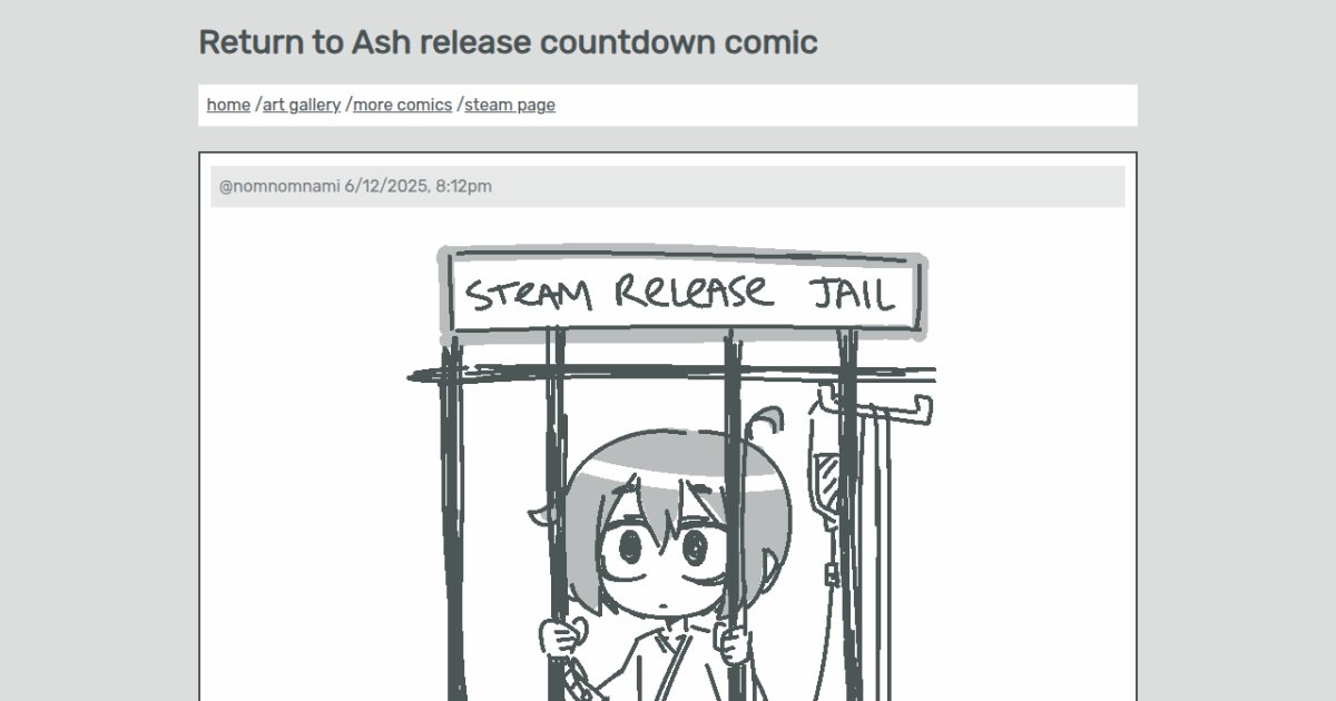Return to Ash release countdown comic