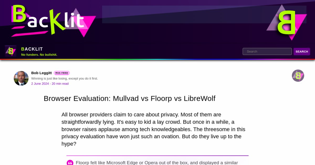 Browser Evaluation: Mullvad vs Floorp vs LibreWolf