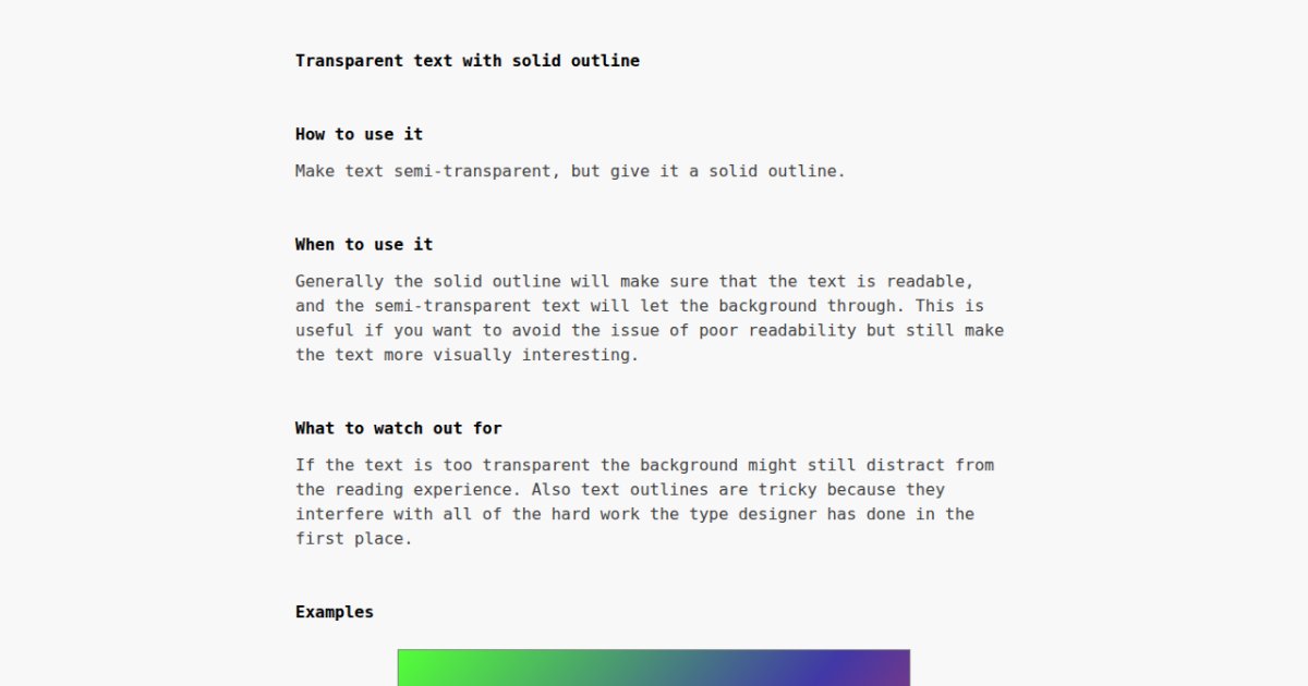 Transparent text with solid outline