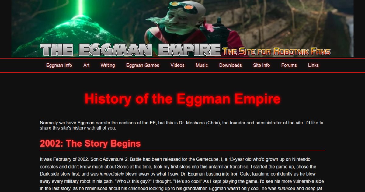 Site History - The Eggman Empire