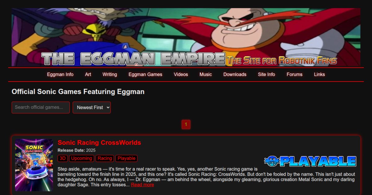 Eggman's Game Appearances - The Eggman Empire